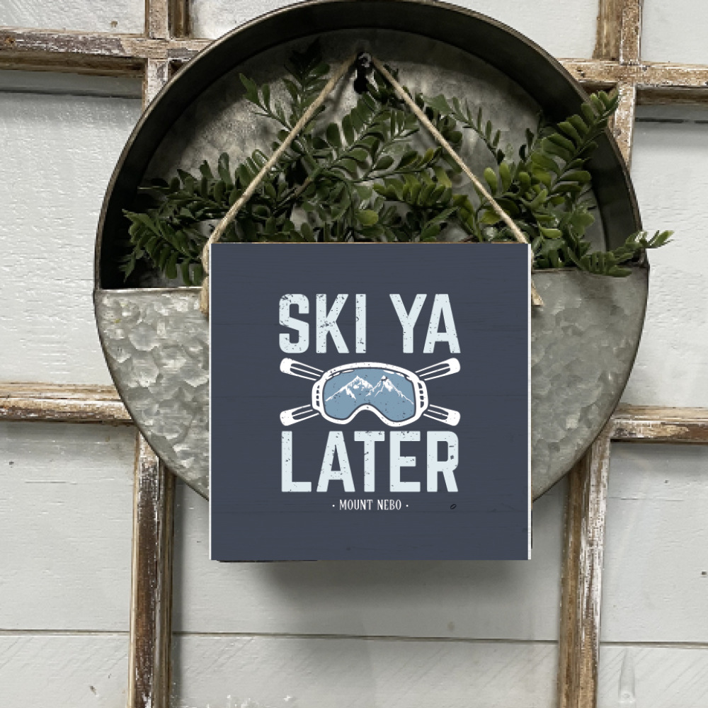 Personalized Ski Ya Later Square Twine Hanging Sign – Rustic Marlin