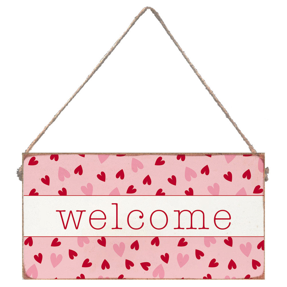 Valentine Hearts Welcome | Twine Sign | Rustic Marlin