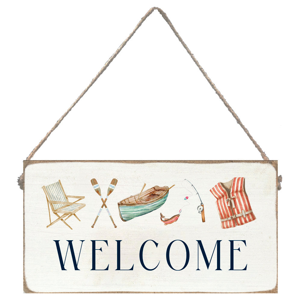 Lake Icons Welcome | Twine Sign – Rustic Marlin