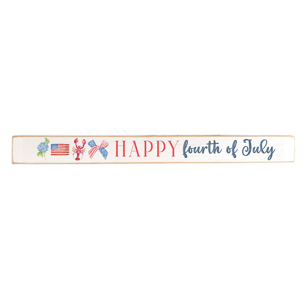 Watercolor Happy 4th Icon Skinny Wooden Sign – Rustic Marlin