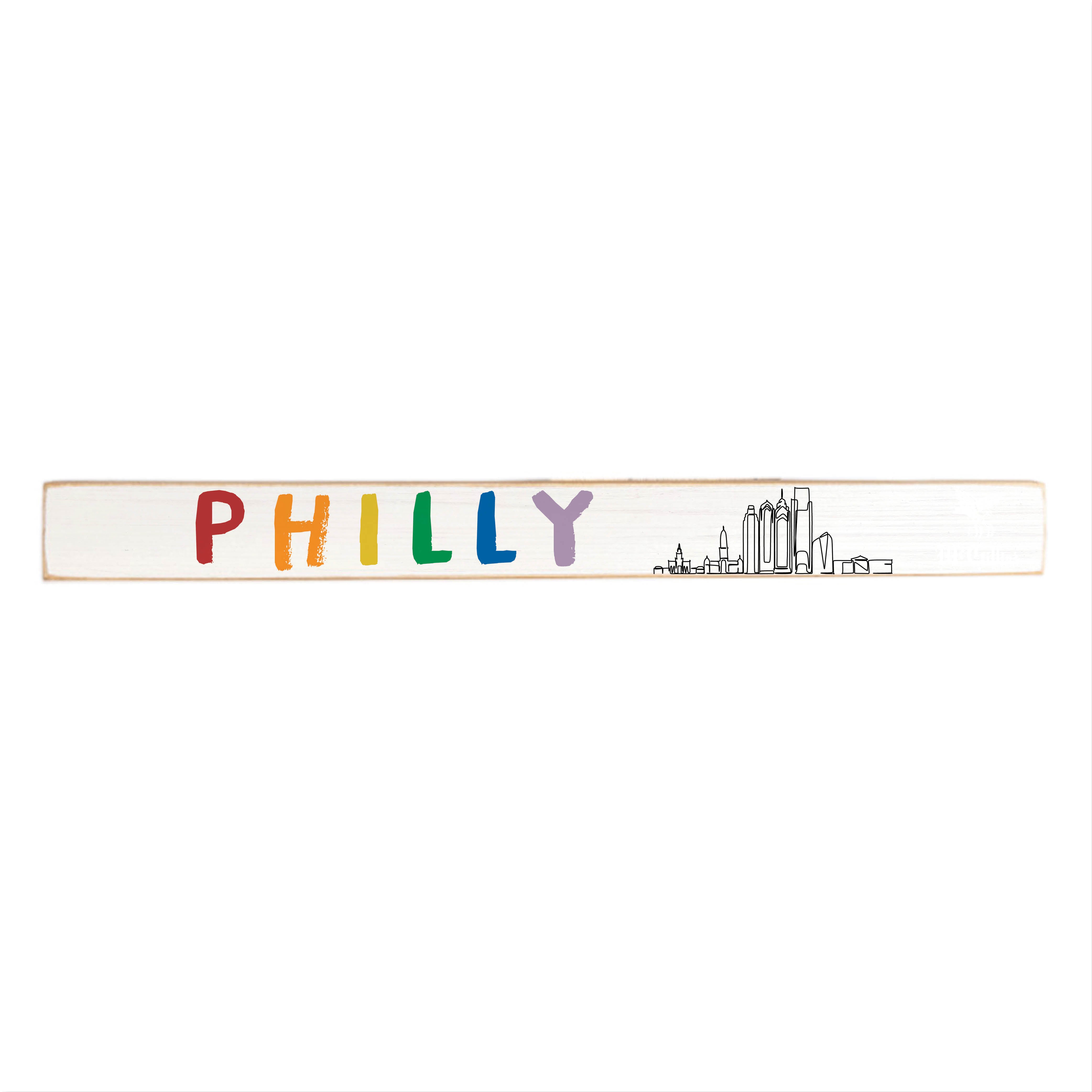 Philly Rainbow Skyline | Skinny Sign | Rustic Marlin