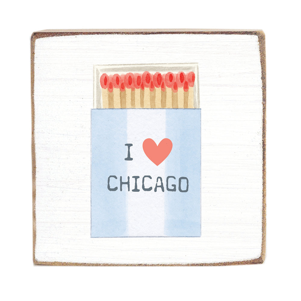 Chicago Match Box 6x6 Block Sign – Rustic Marlin