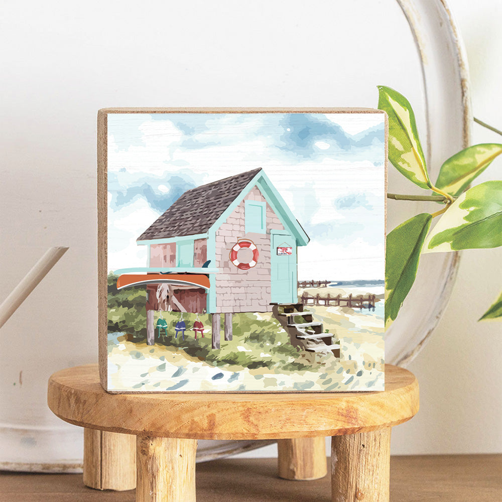 Beach Cottage Decorative Wooden Block | Rustic Marlin