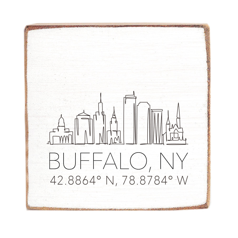 Buffalo Skyline Line Art Block | Block Square | Rustic Marlin