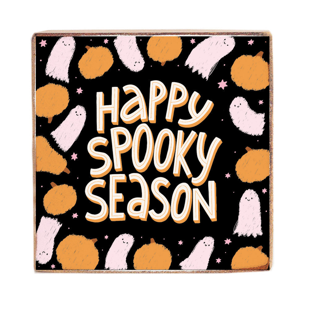 Ghosts Happy Spooky Season | Block Square | Rustic Marlin