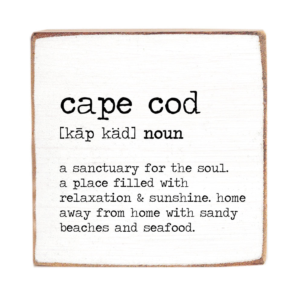 Cape Cod Definition Decorative Wooden Block | Block Square | Rustic Marlin