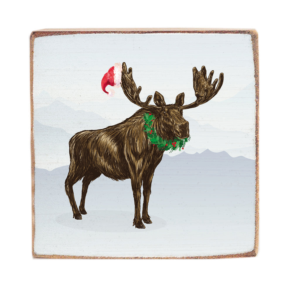 Santa Moose | Block Square | Rustic Marlin
