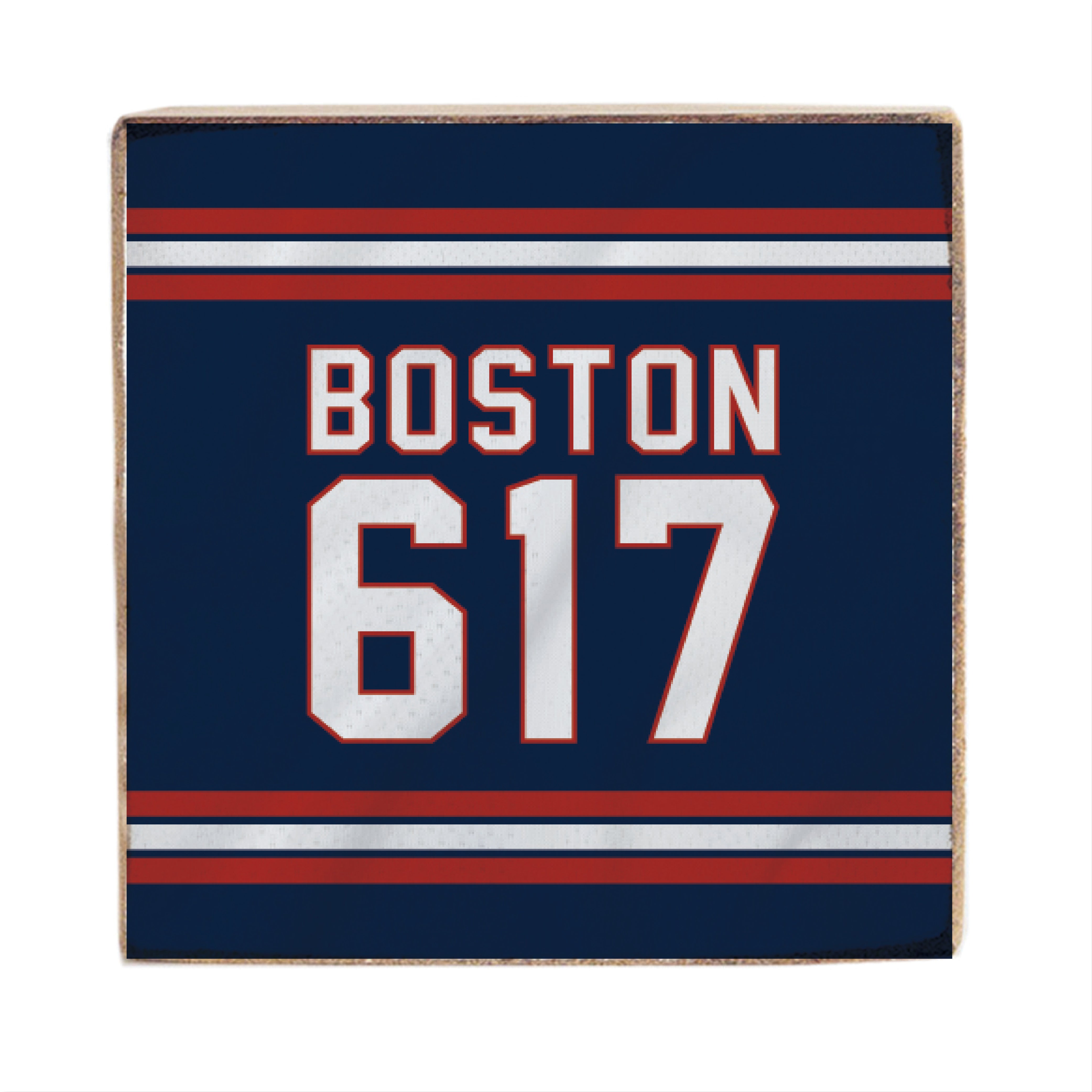 Boston 617 Blue Red Square Block Sign – Rustic Marlin