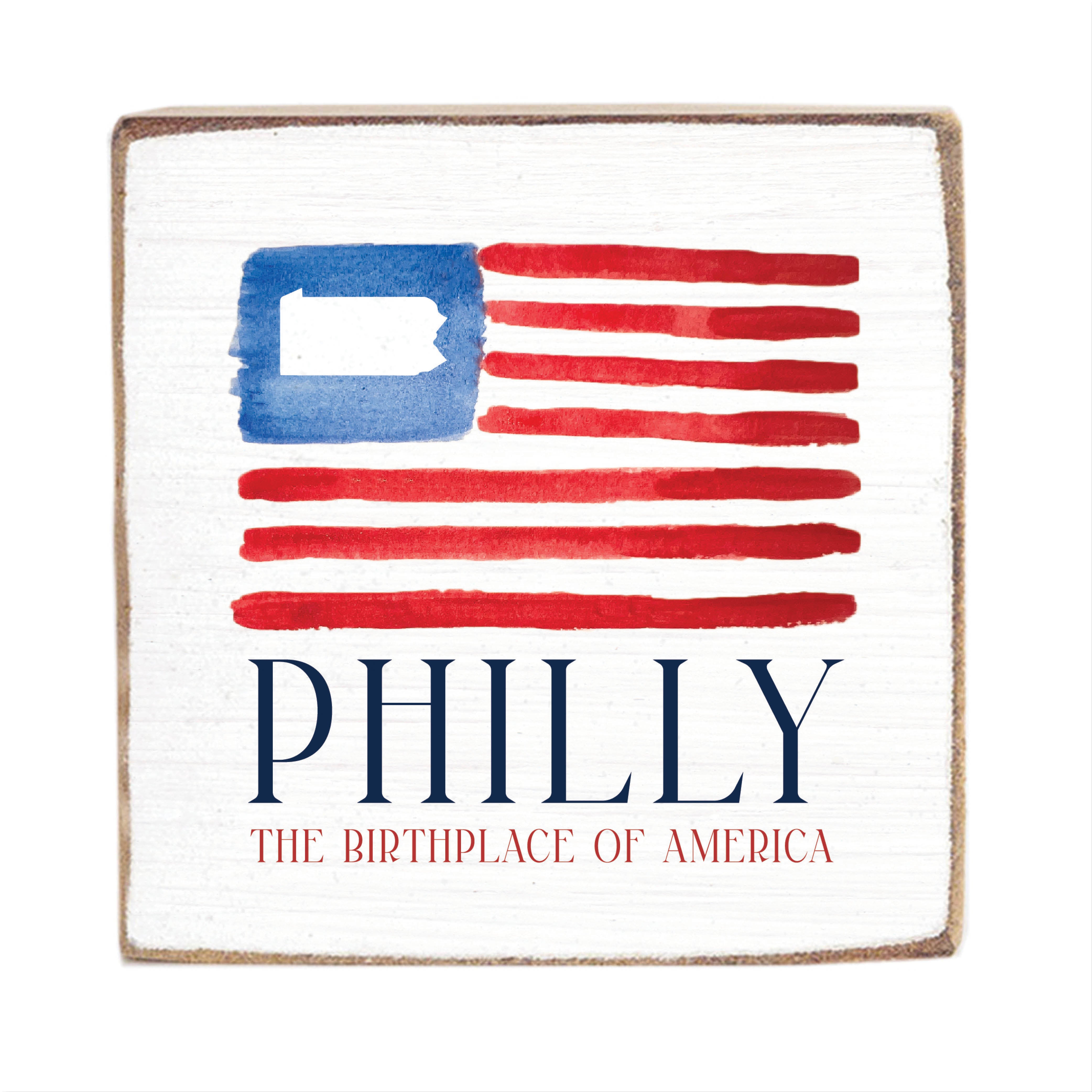 American Philly The Birth Place Square Block Sign – Rustic Marlin
