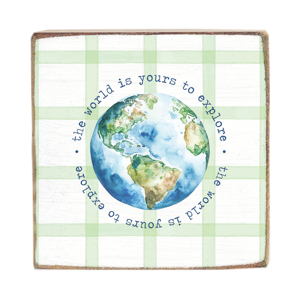 The World Is Yours Square Block Sign – Rustic Marlin