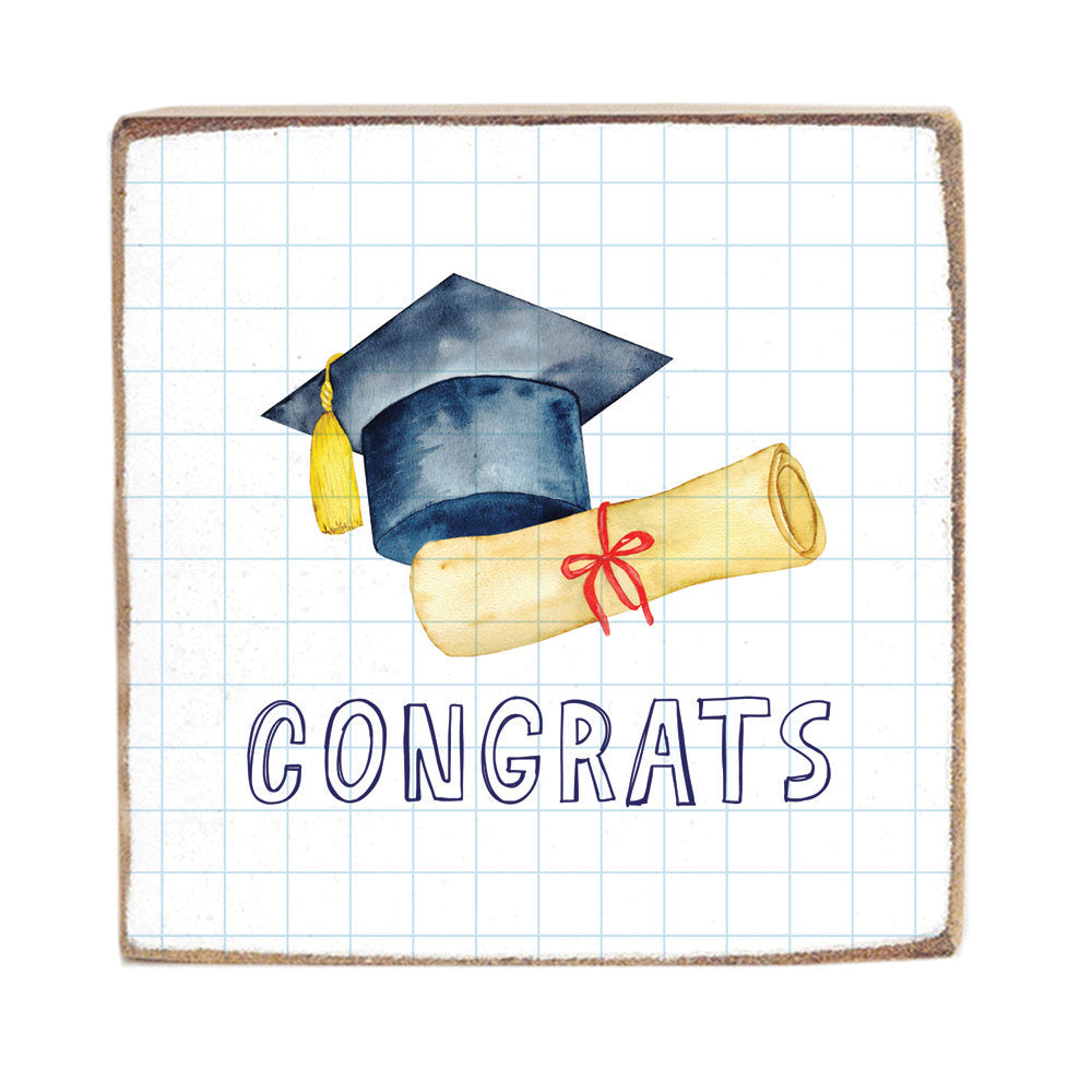 Congrats Grad Block Sign – Rustic Marlin