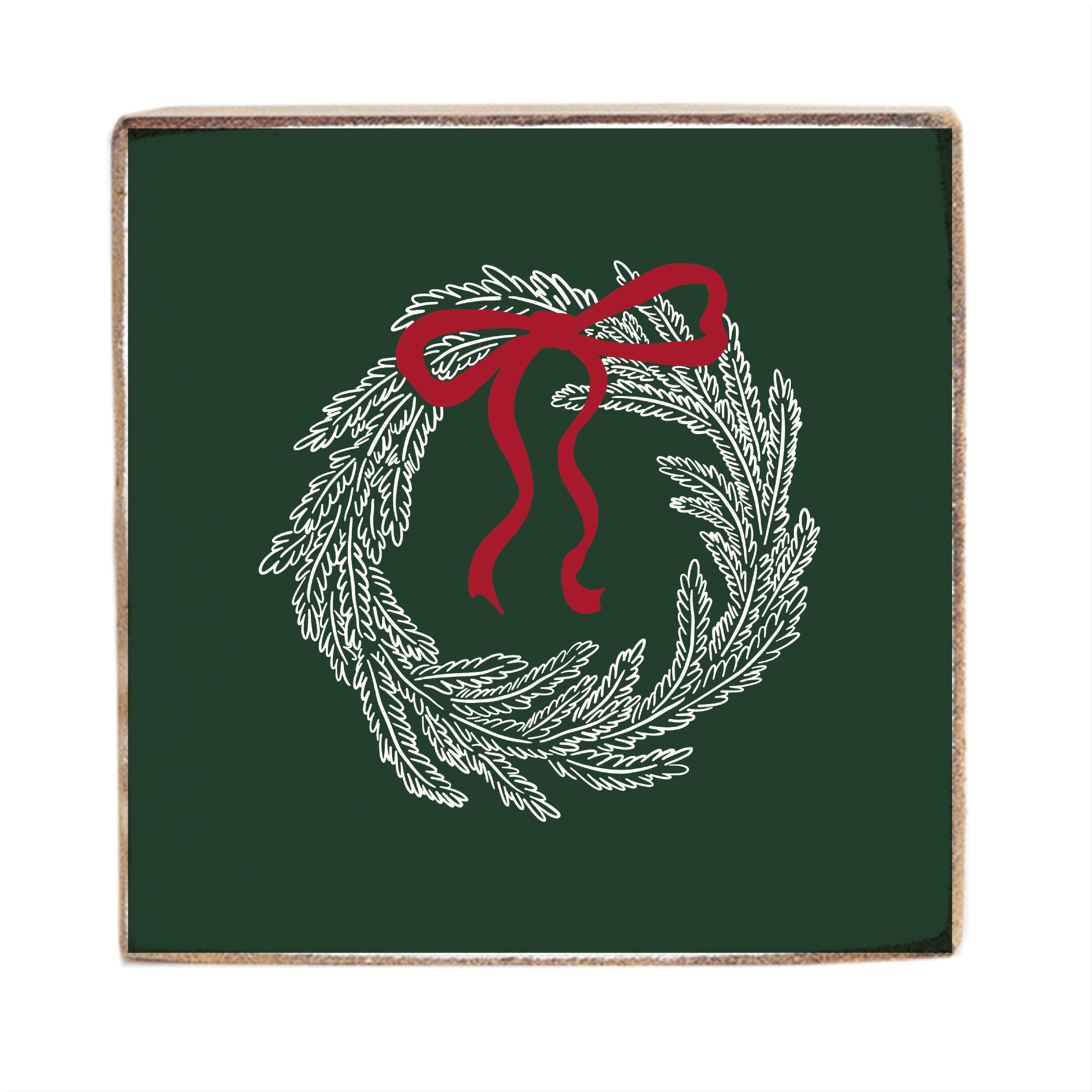 Holiday Wreath Block Sign – Rustic Marlin