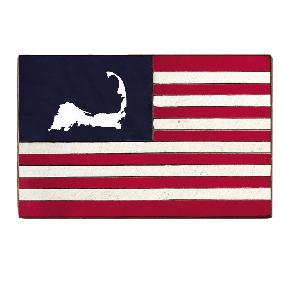 Cape Cod Flag Wood Block – Rustic Marlin