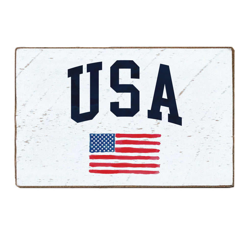 USA Flag Decorative Wooden Block – Rustic Marlin