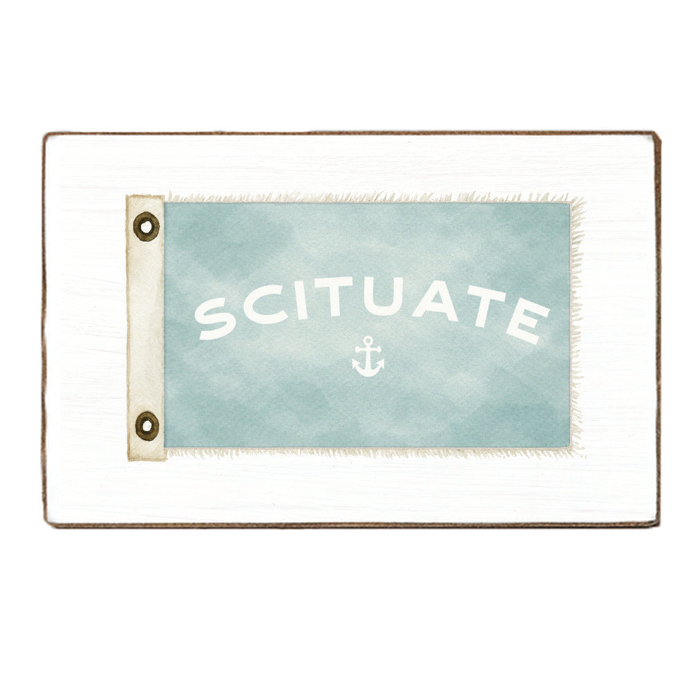 Anchor Vintage Flag Personalized Block Sign – Rustic Marlin