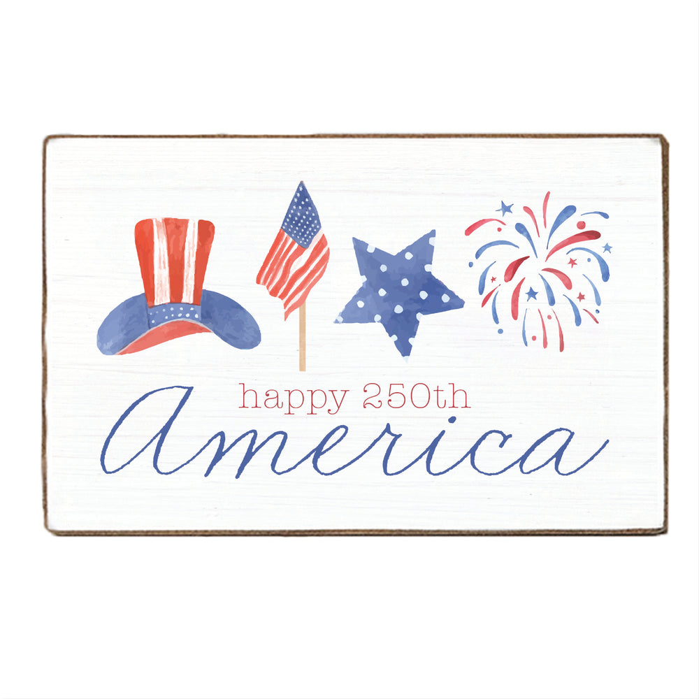 America 250 Anniversary Icons Block Sign – Rustic Marlin