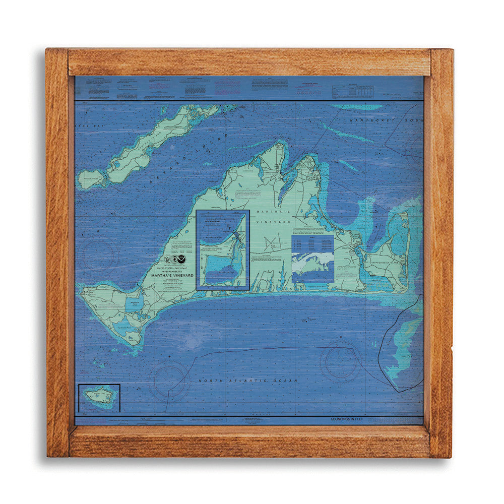 Martha's Vineyard Chart Map 24” x 24” | Wall Art | Rustic Marlin