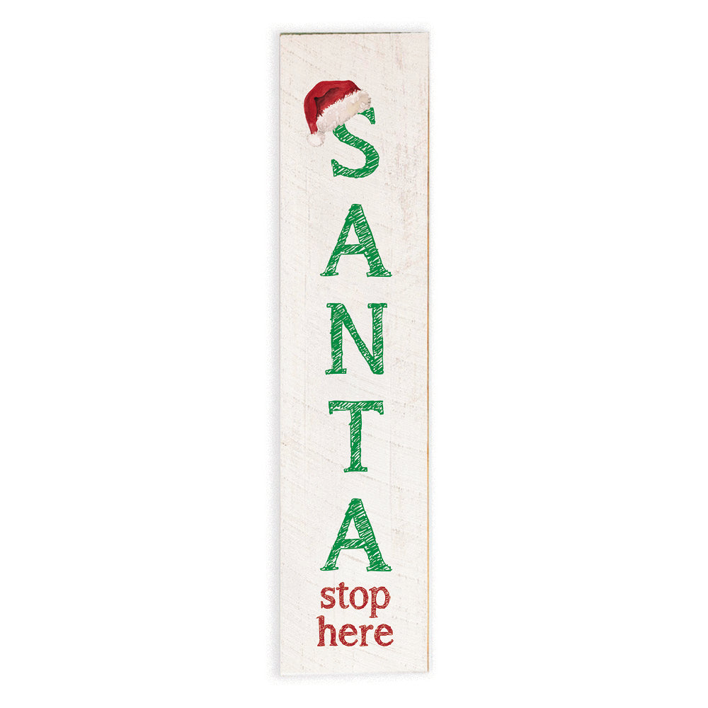 Santa Stop Here Barnwood Sign | Barnwood Sign 6x24 | Rustic Marlin