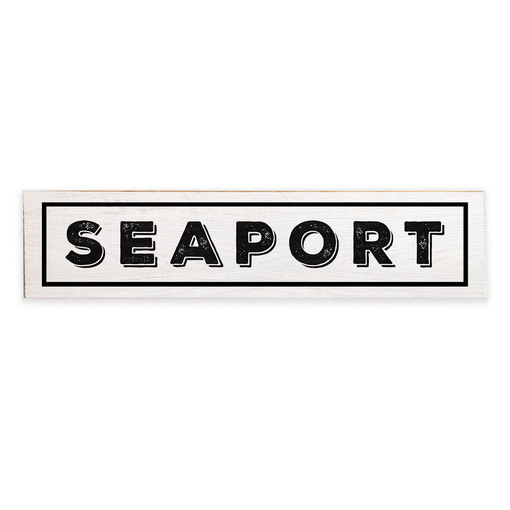 Seaport White and Black Barnwood Sign – Rustic Marlin