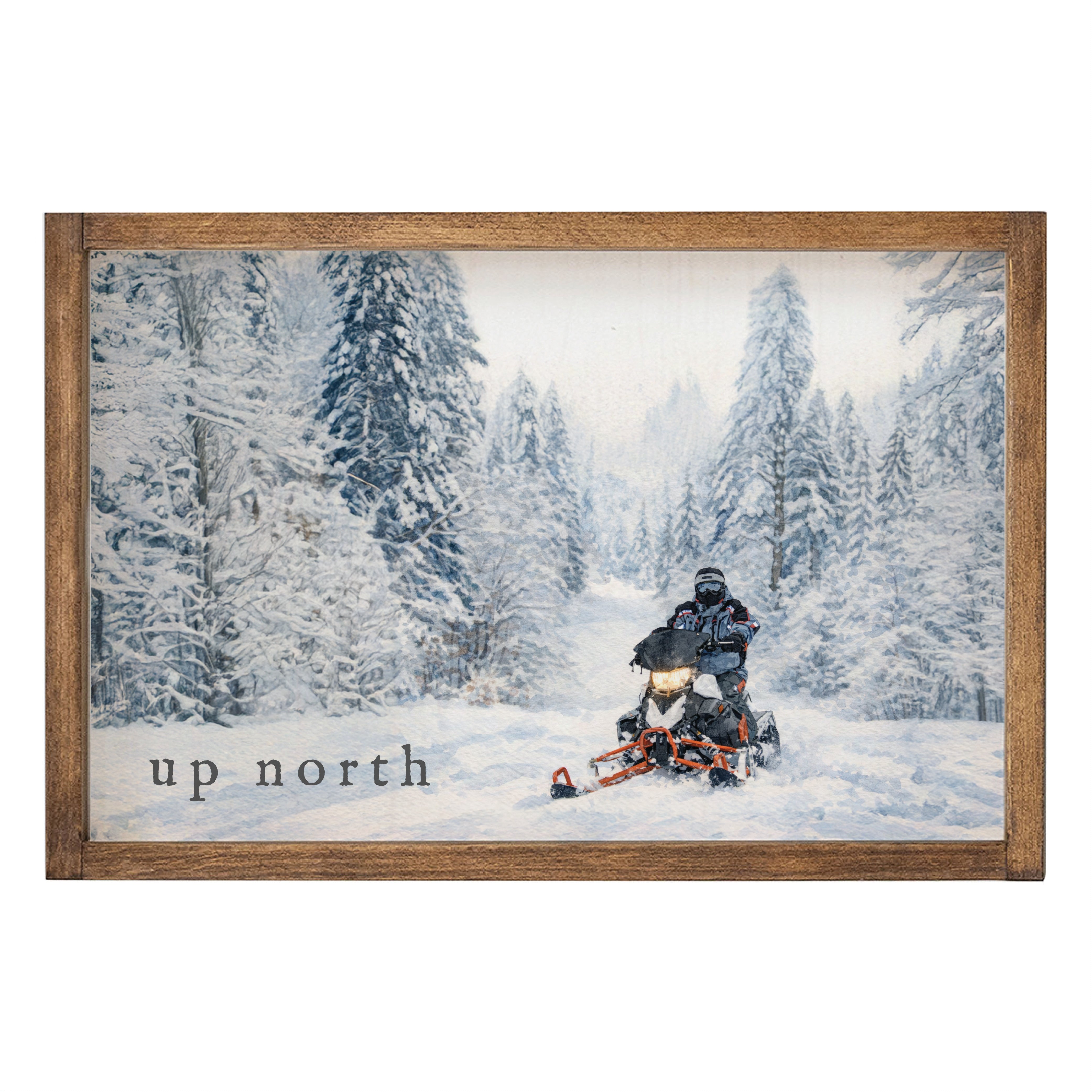 Snowmobile Winter Scene PersonalizedWall Art – Rustic Marlin