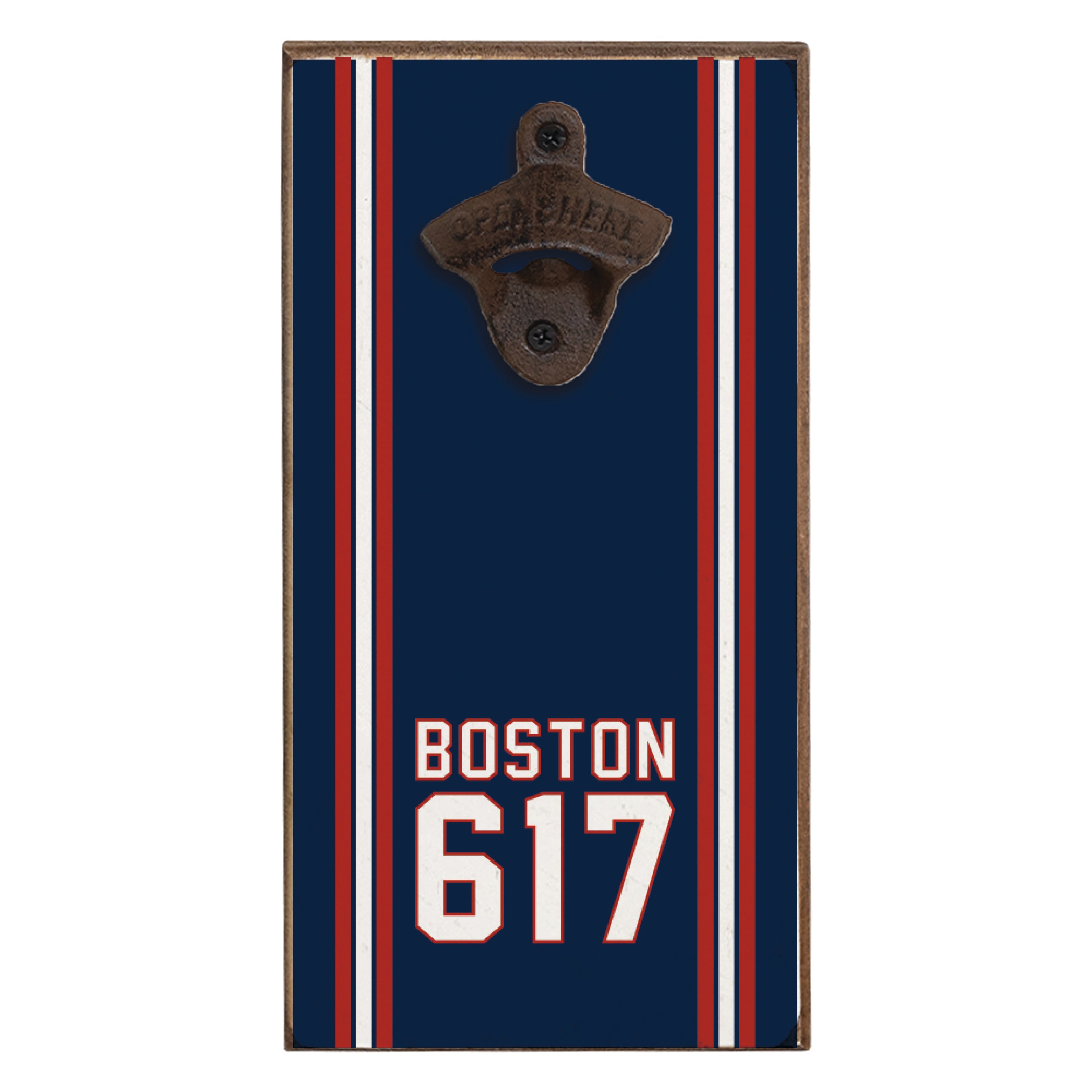 Boston 617 Blue Red Bottle Opener – Rustic Marlin