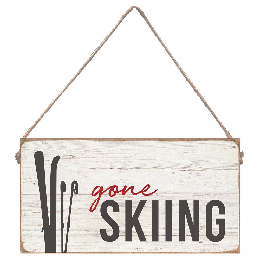 Gone Skiing Twine Sign – Rustic Marlin