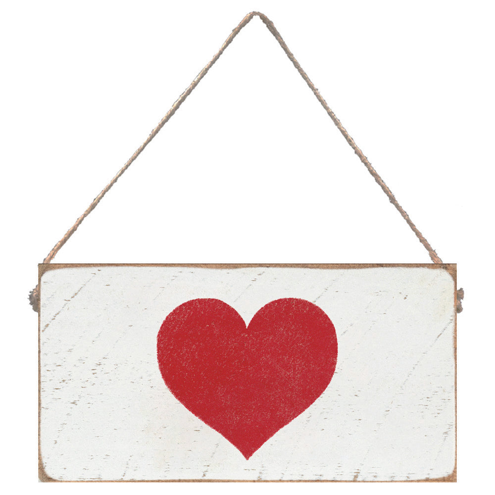 Red Heart Hanging Sign | Twine Sign | Rustic Marlin