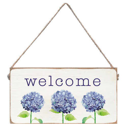 Welcome Hydrangea Twine Sign – Rustic Marlin