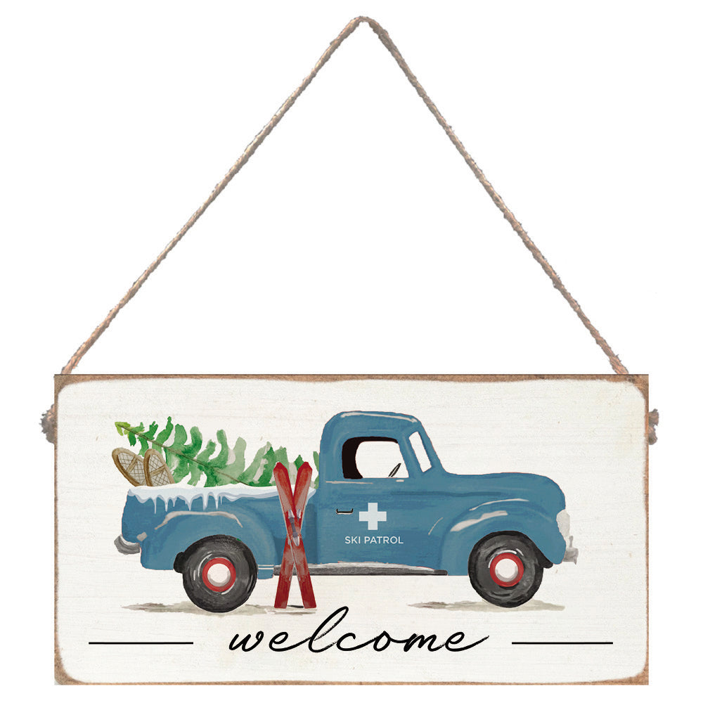Welcome Ski Patrol Truck | Twine Sign | Rustic Marlin