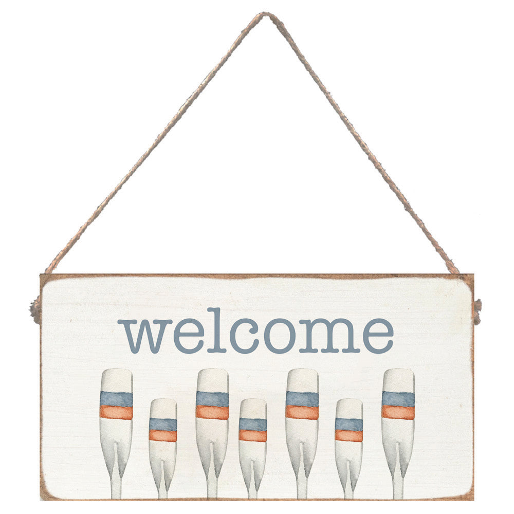 Welcome Oars Twine Sign – Rustic Marlin