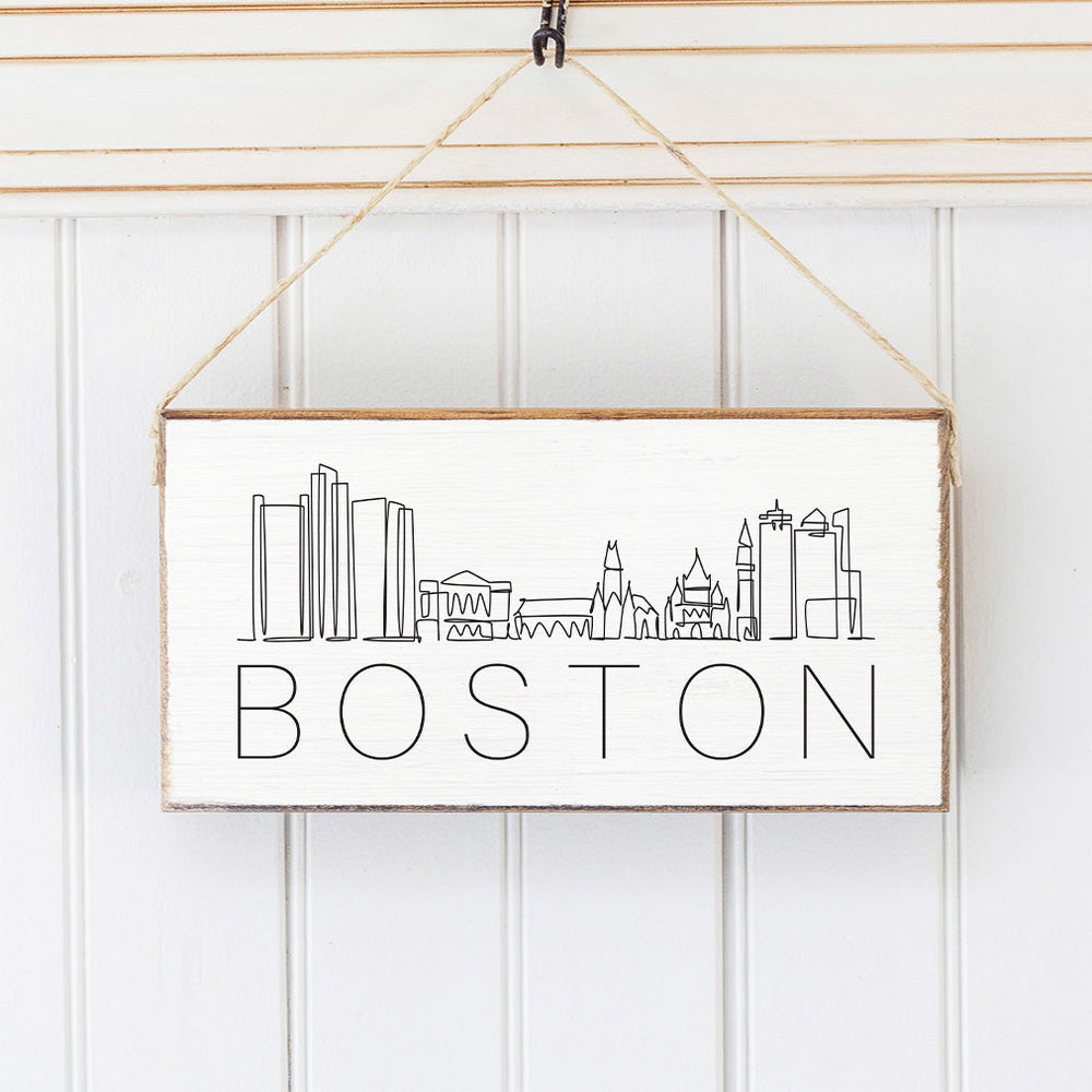 Boston Line Art | Twine Sign | Rustic Marlin