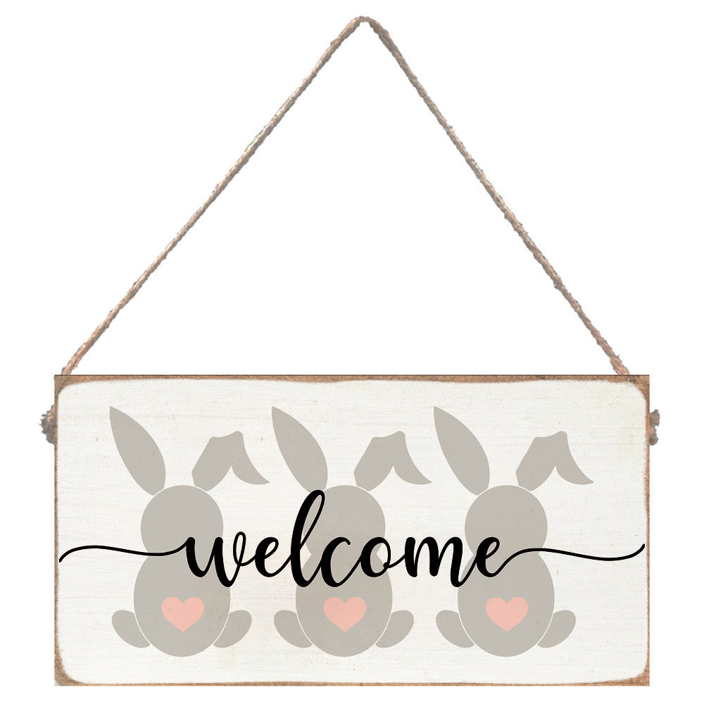 Welcome Easter Bunny Twine Hanging Sign – Rustic Marlin
