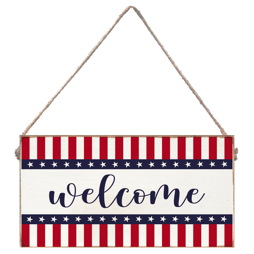 Star Spangled Welcome | Twine Sign | Rustic Marlin