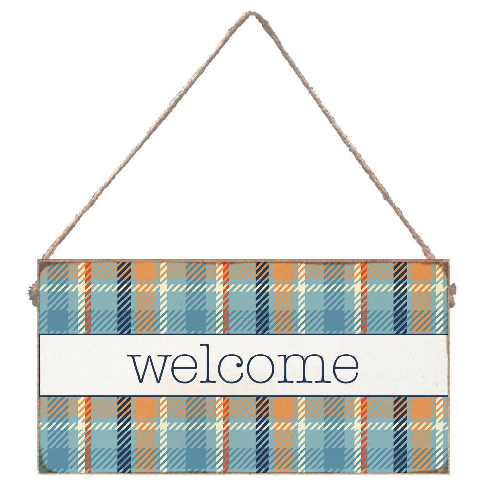 Fall Plaid Welcome | Twine Sign | Rustic Marlin