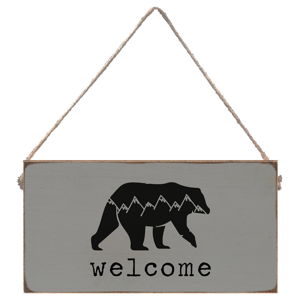 Mountain Bear Welcome | Twine Sign – Rustic Marlin