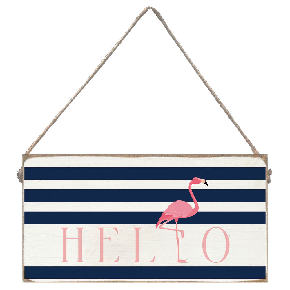 Hello Flamingo Twine Sign – Rustic Marlin