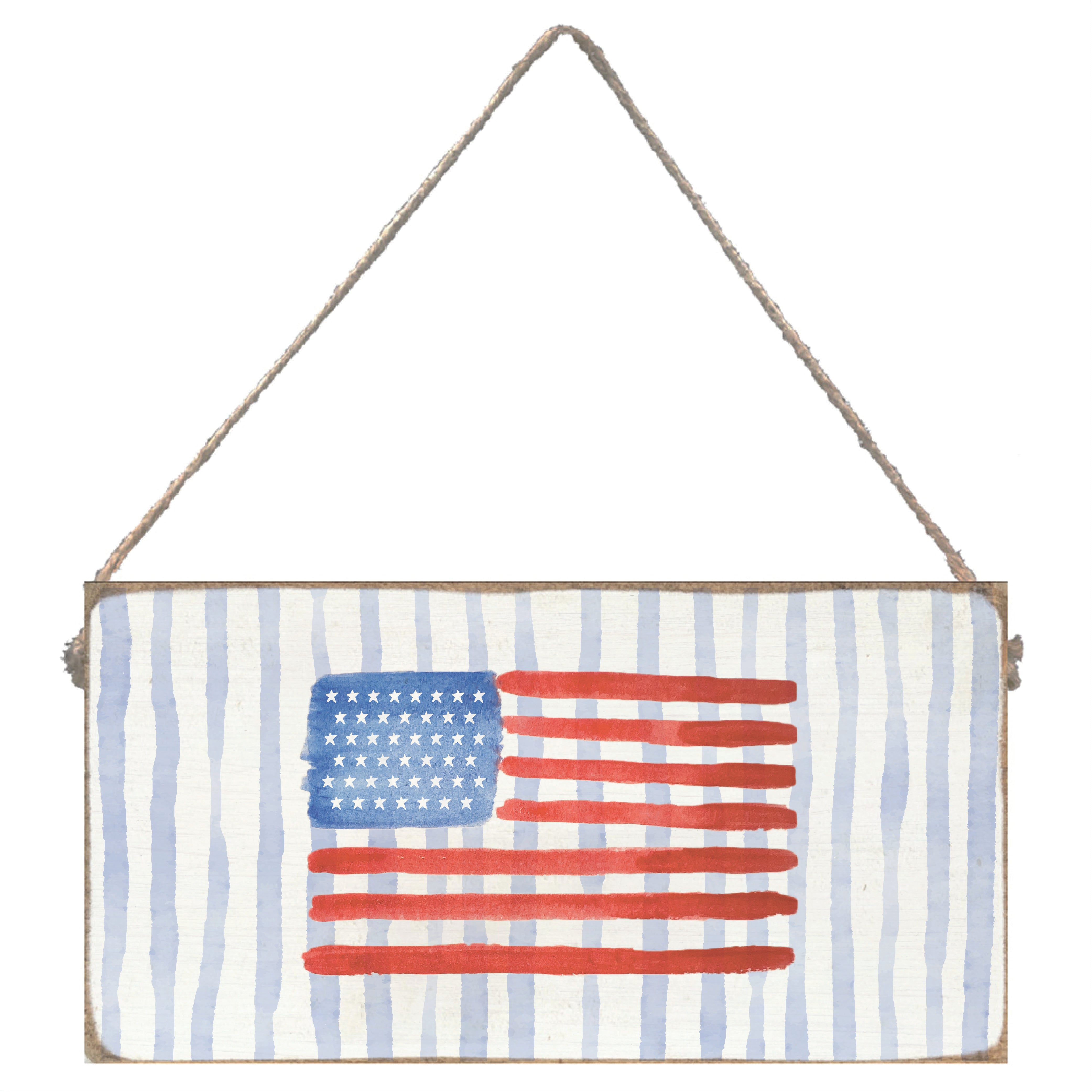 Blue Striped American Flag | Twine Sign – Rustic Marlin