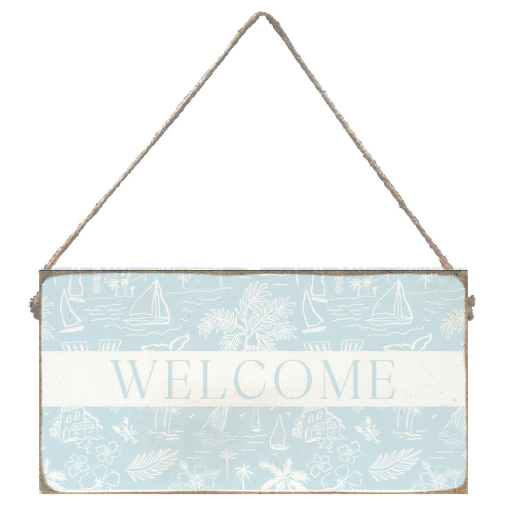 Ocean Breeze Welcome | Twine Sign | Rustic Marlin