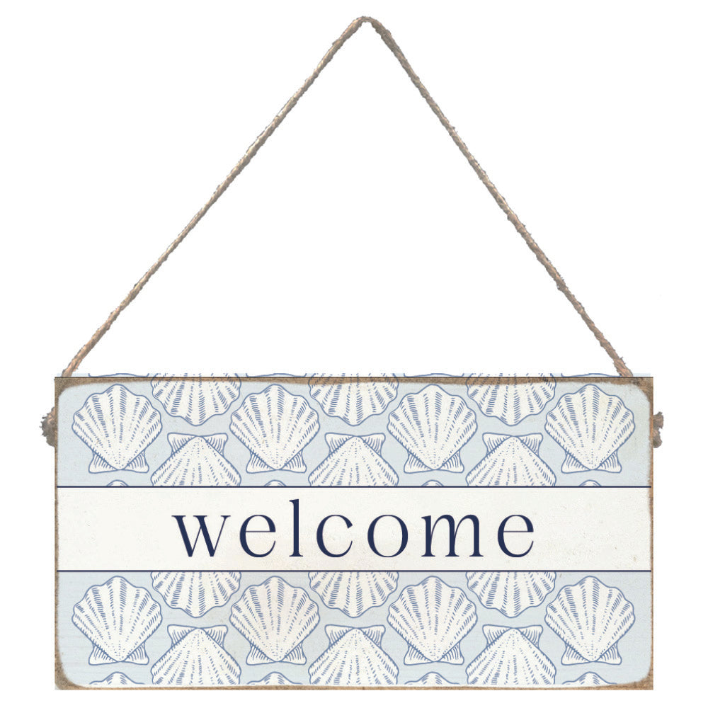 Scallop Shells Welcome | Twine Sign | Rustic Marlin