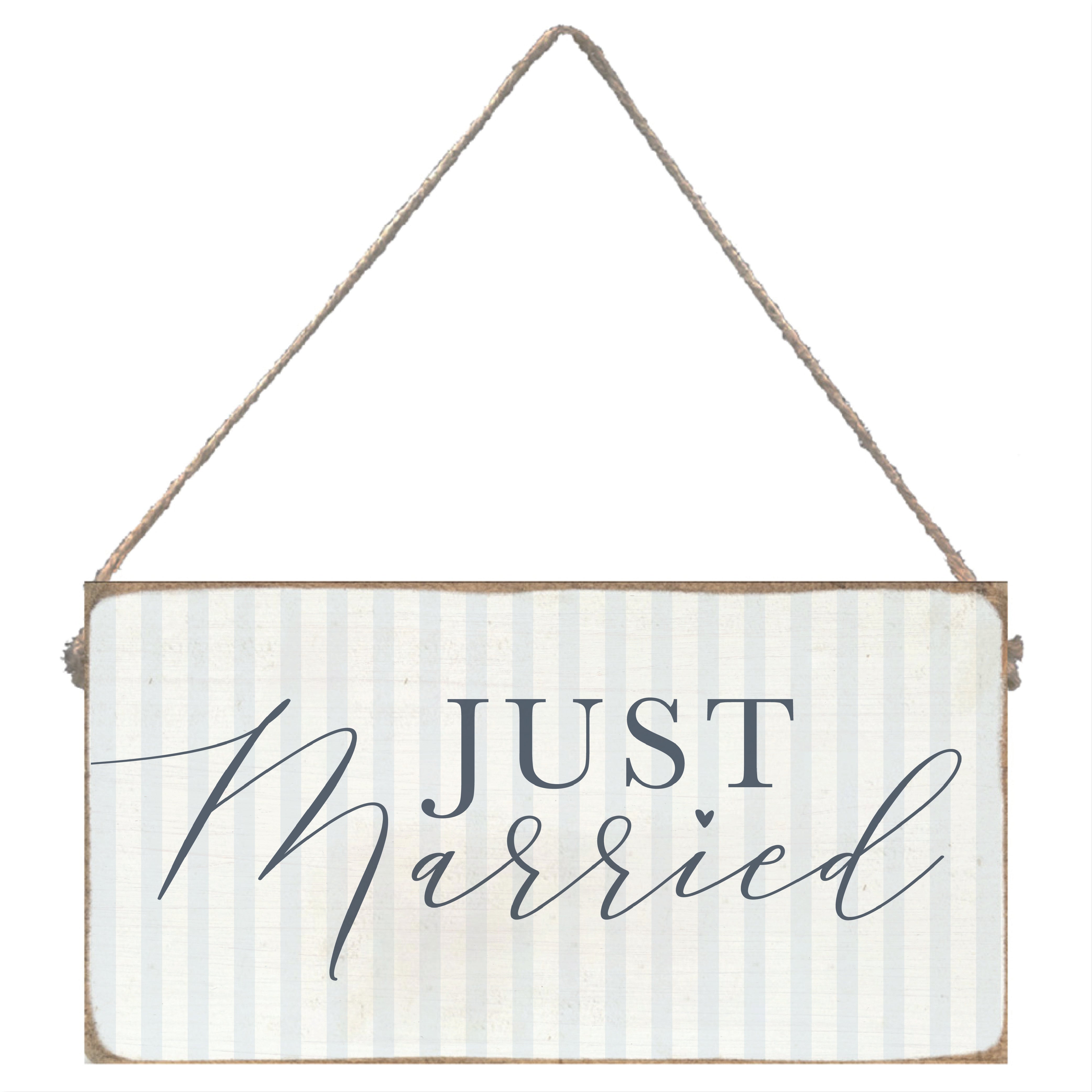 Blue Striped Just Married Twine Sign – Rustic Marlin