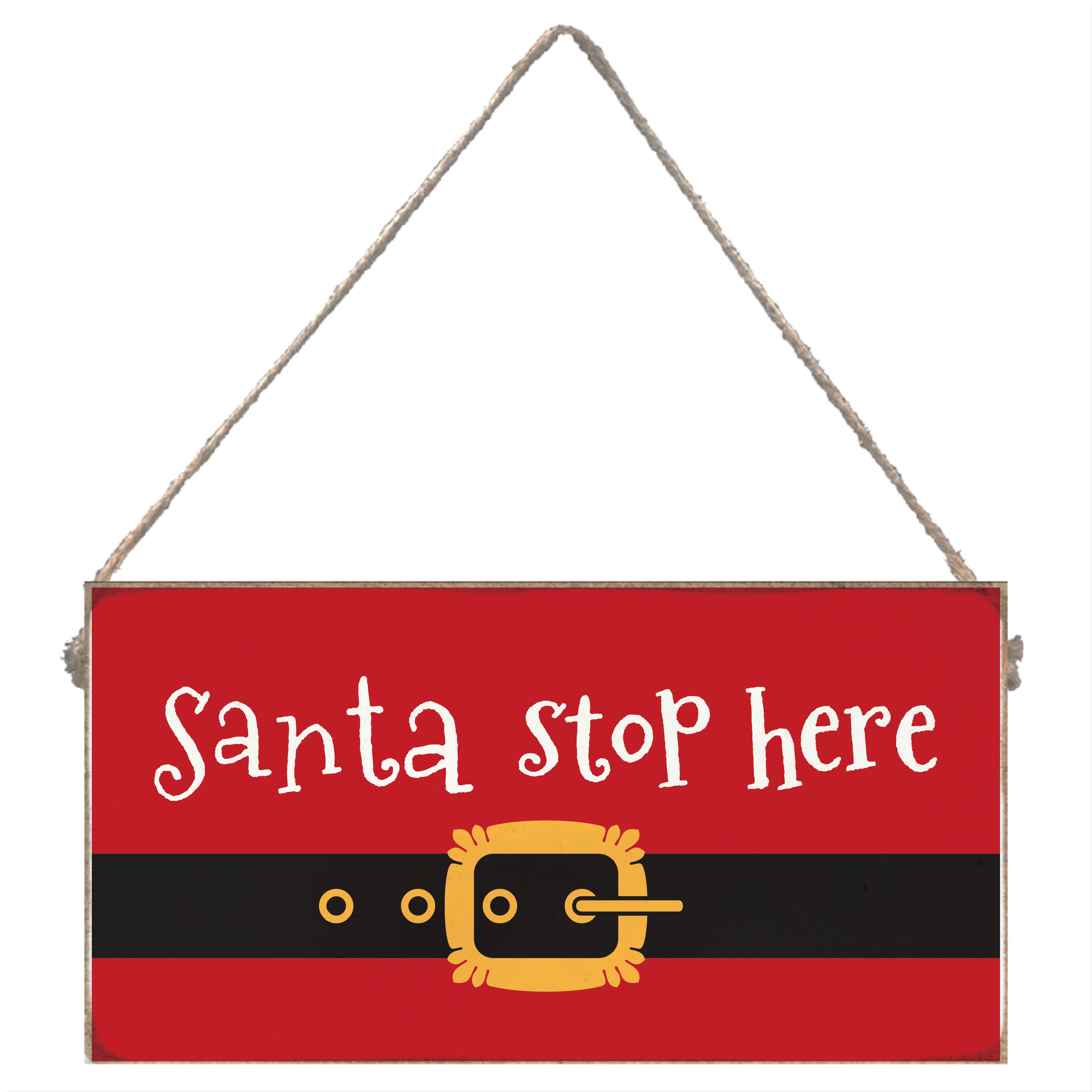 Santa Stop Here | Twine Sign – Rustic Marlin