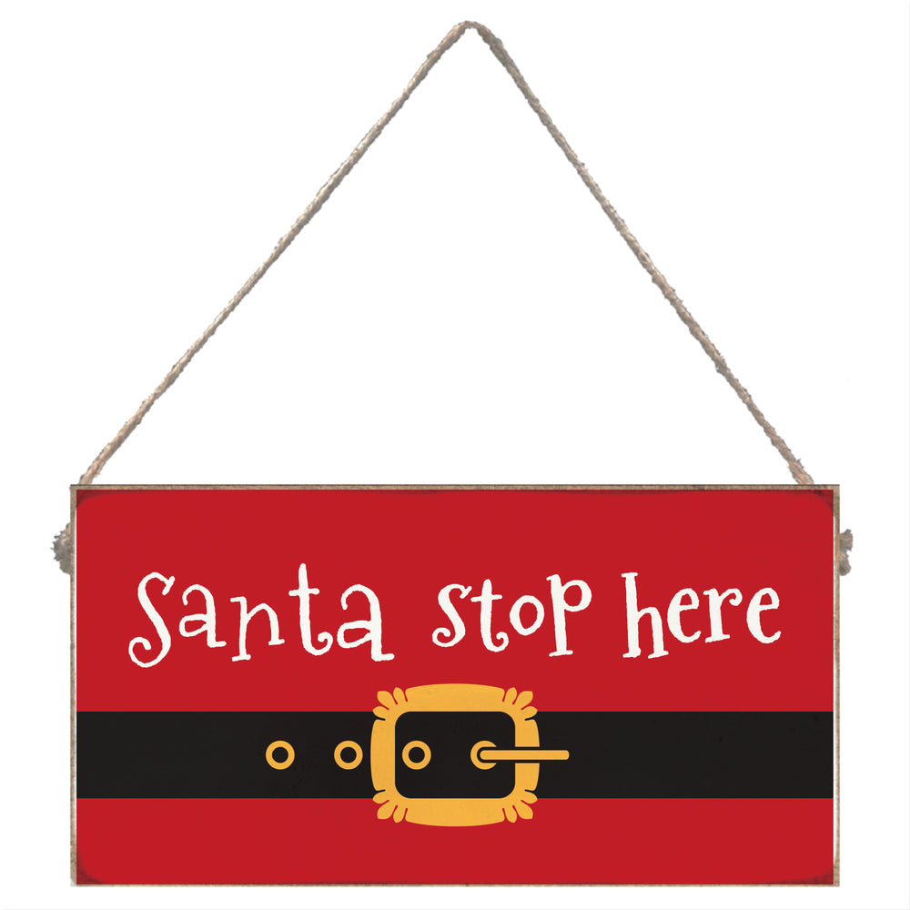 Santa Stop Here | Twine Sign – Rustic Marlin