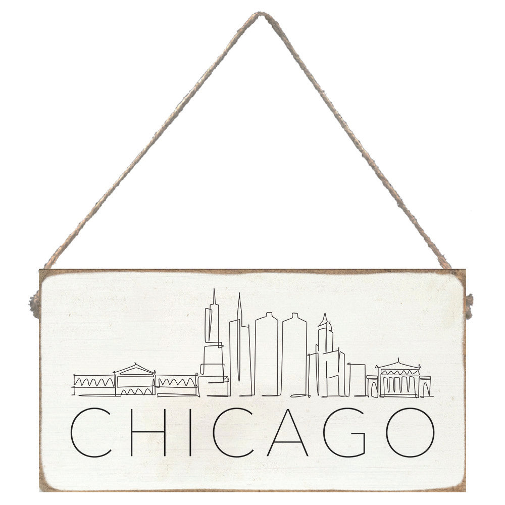 Chicago City Line Art Twine Sign – Rustic Marlin