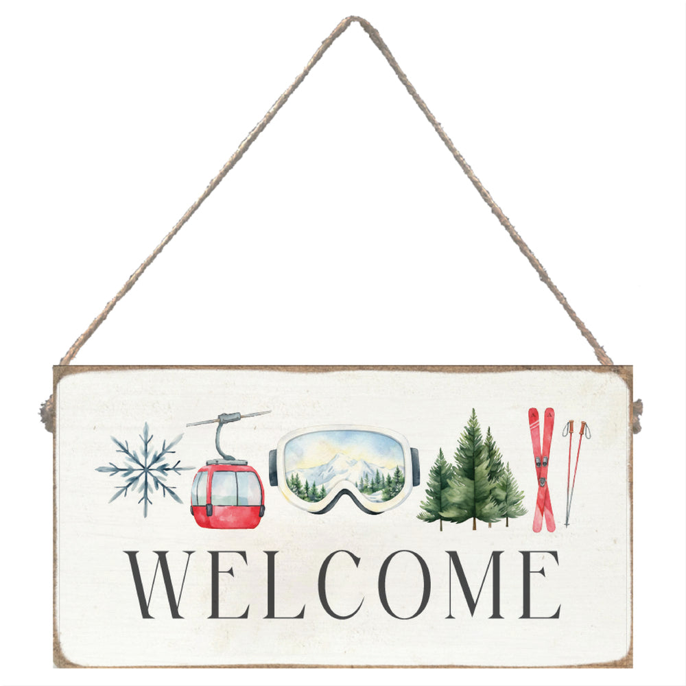 Ski Icons Welcome Twine Sign – Rustic Marlin