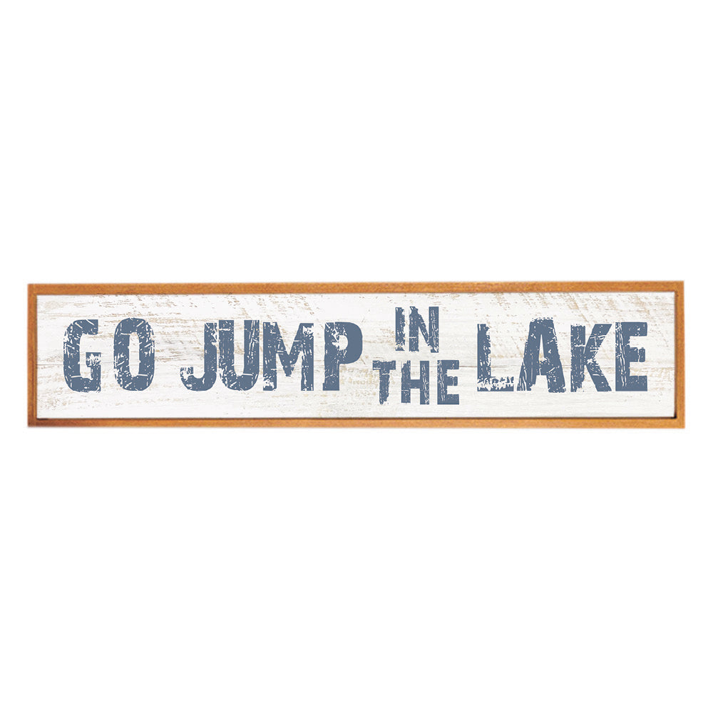 Go Jump in a Lake Framed Sign | Barnwood Sign Framed 10x44 | Rustic Marlin