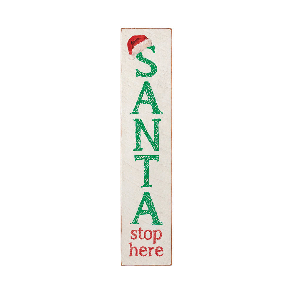 Santa Stop Here | Barnwood Sign 10x44 | Rustic Marlin