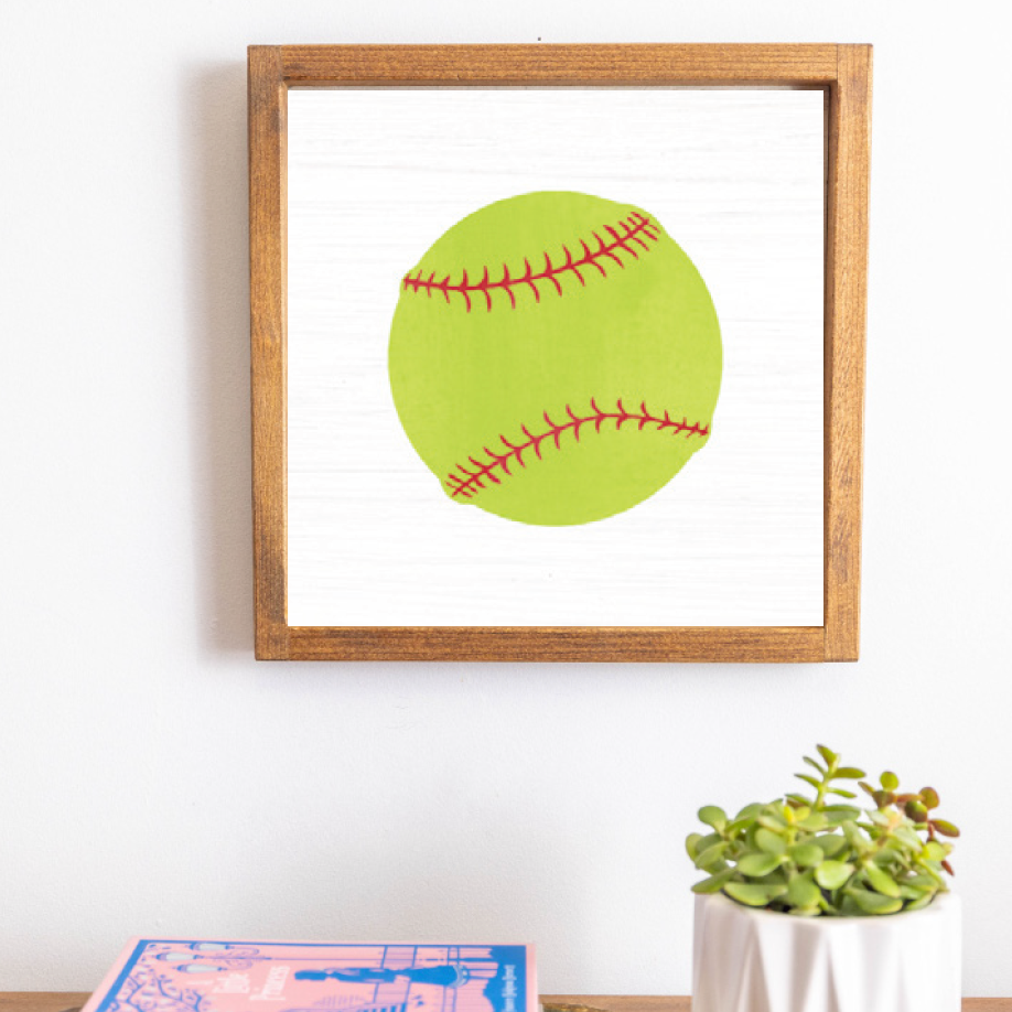 Softball 12” x 12” Wall Art – Rustic Marlin