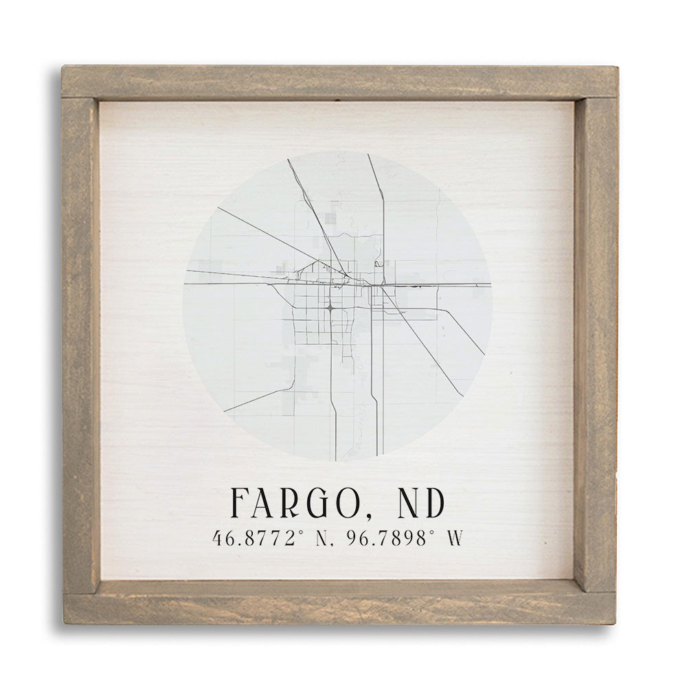 Map Fargo City Grid Wall Art – Rustic Marlin
