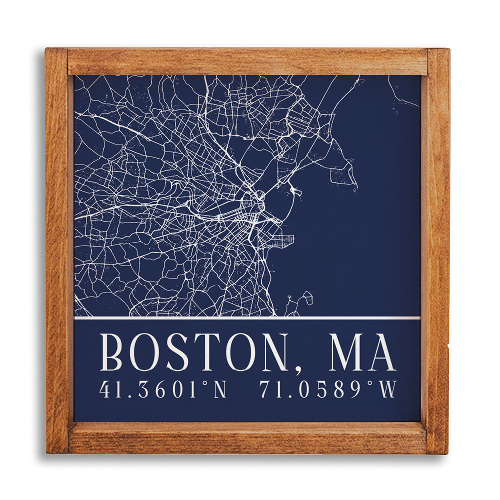 Boston City Grid Coordinates | Wall Art | Rustic Marlin